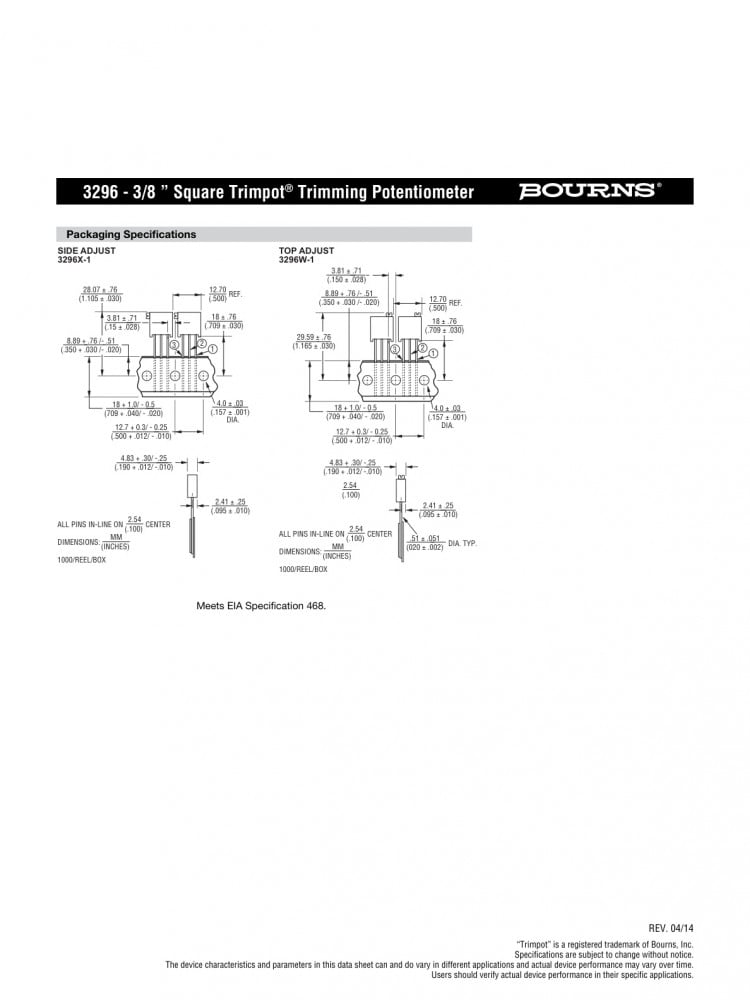 BOURNS 3296Z datasheet page 2