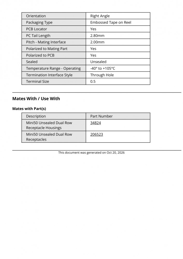MOLEX Mini50 348268164 technical document image 3