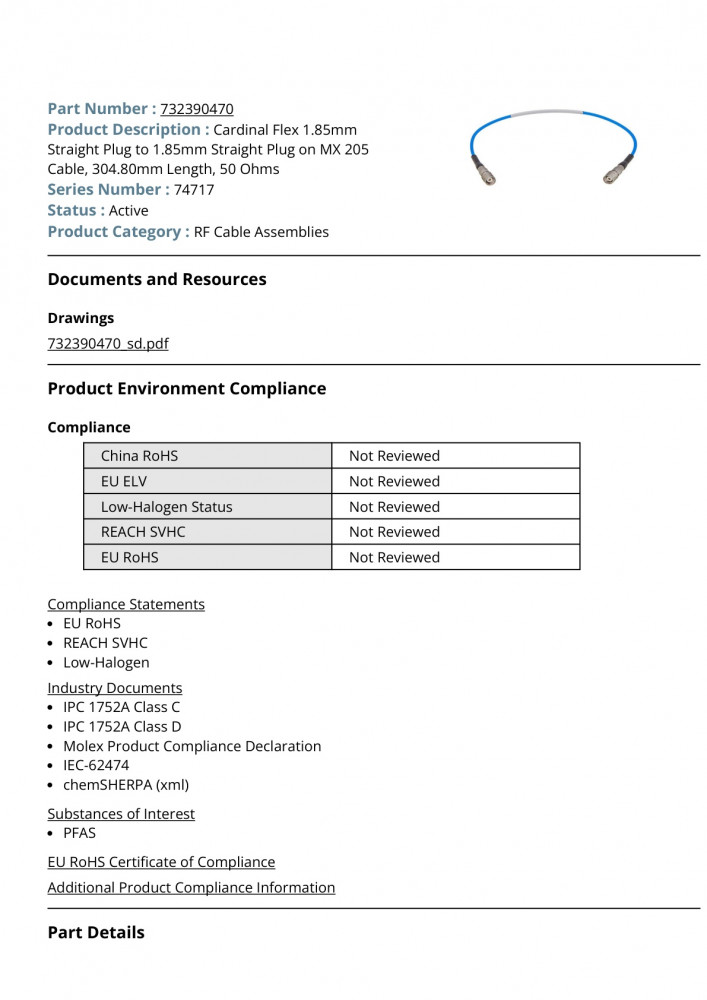 MOLEX 732390470 product drawing, page 1