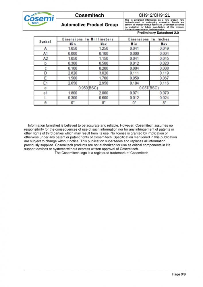 CH912TB datasheet page 9