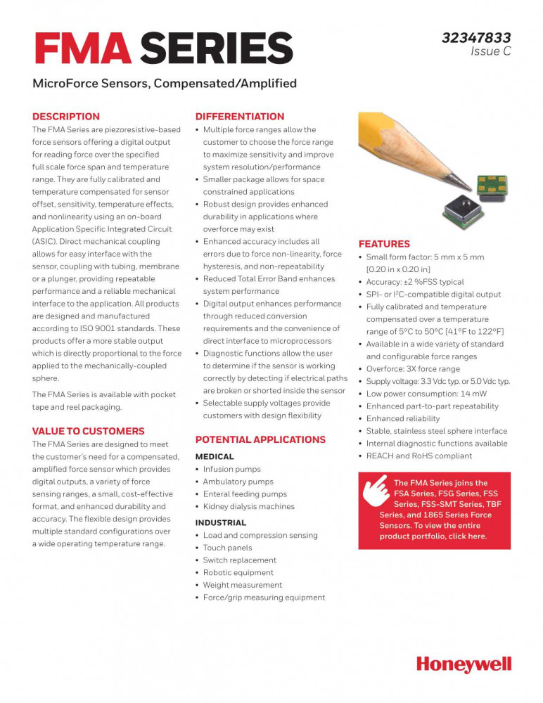 Honeywell FMA Series datasheet page 1