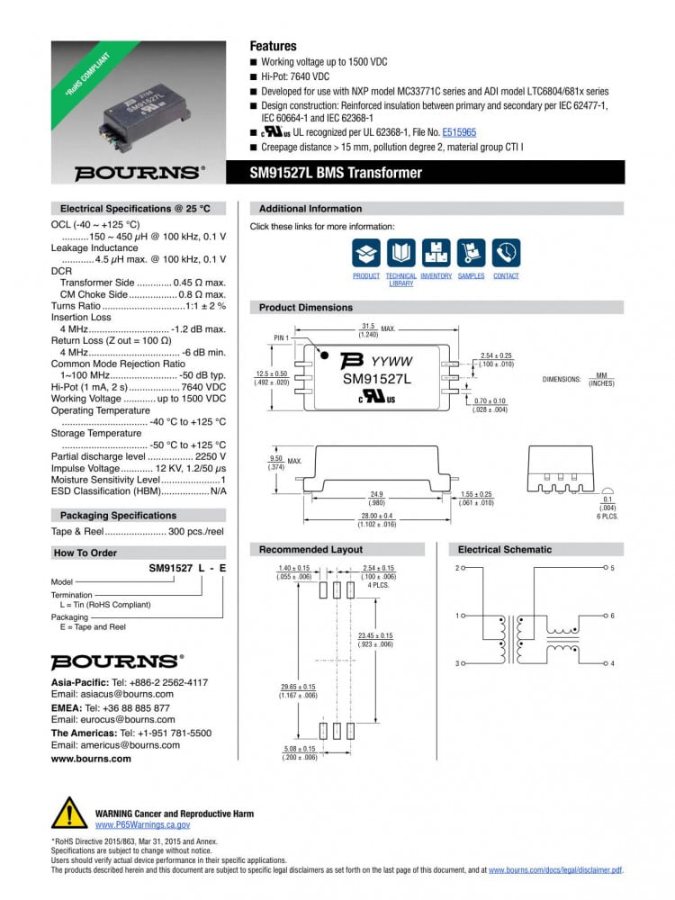 SM91527L datasheet page 1