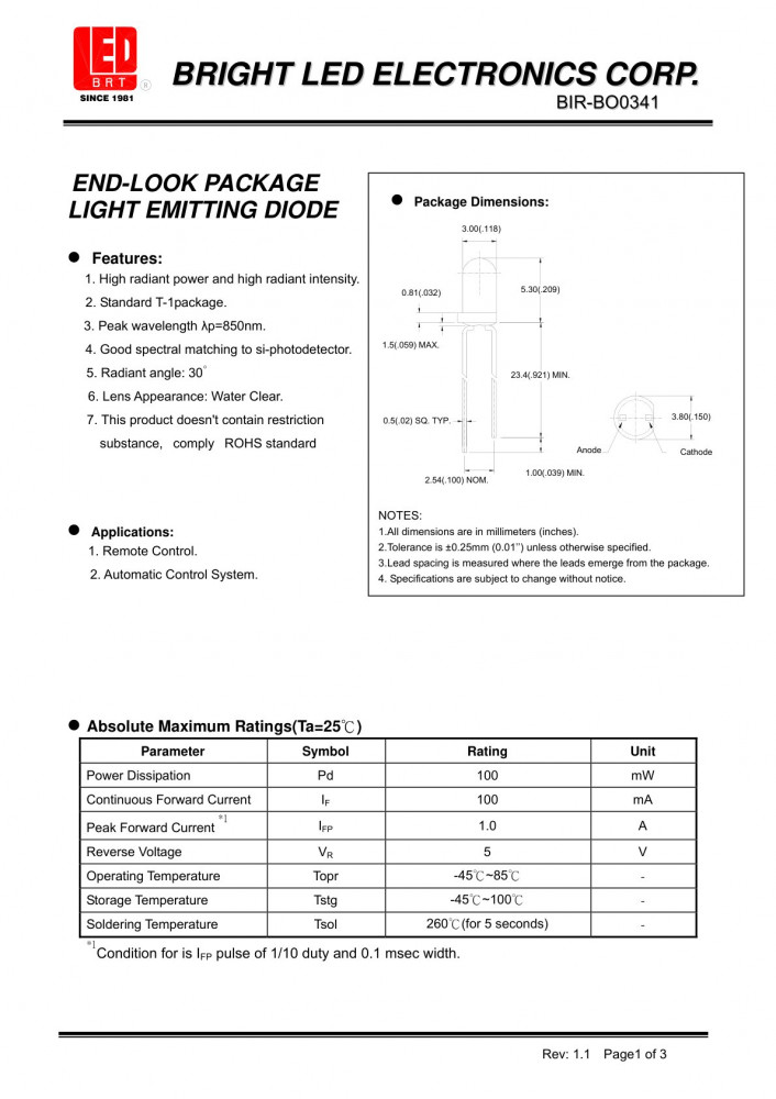 BIR-BO0341 datasheet page 1
