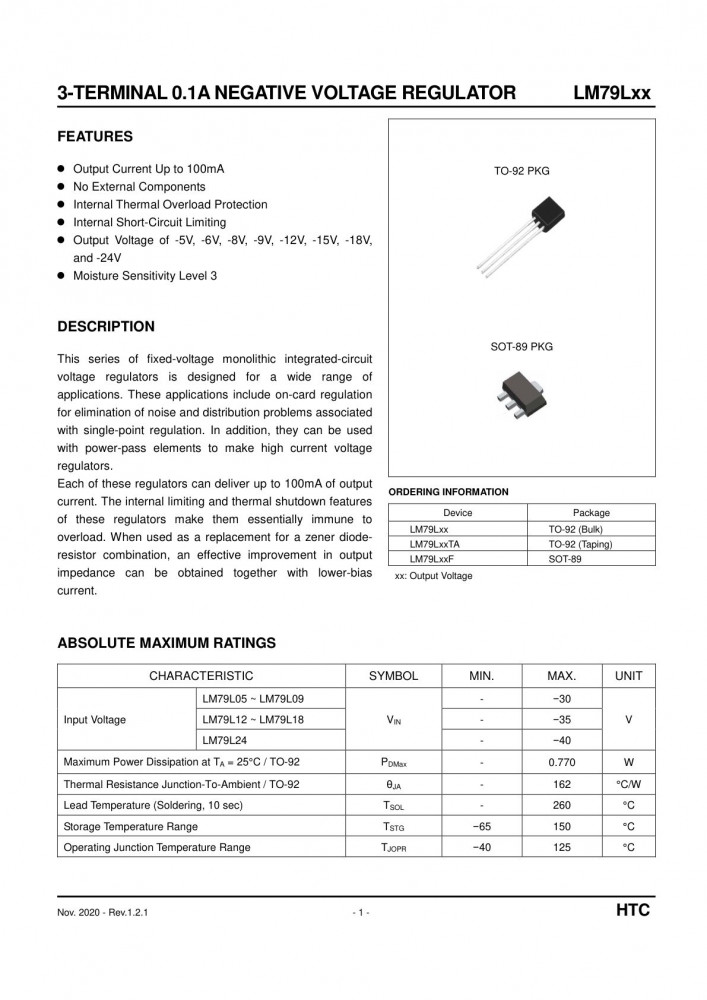 LM79L18 datasheet page 1