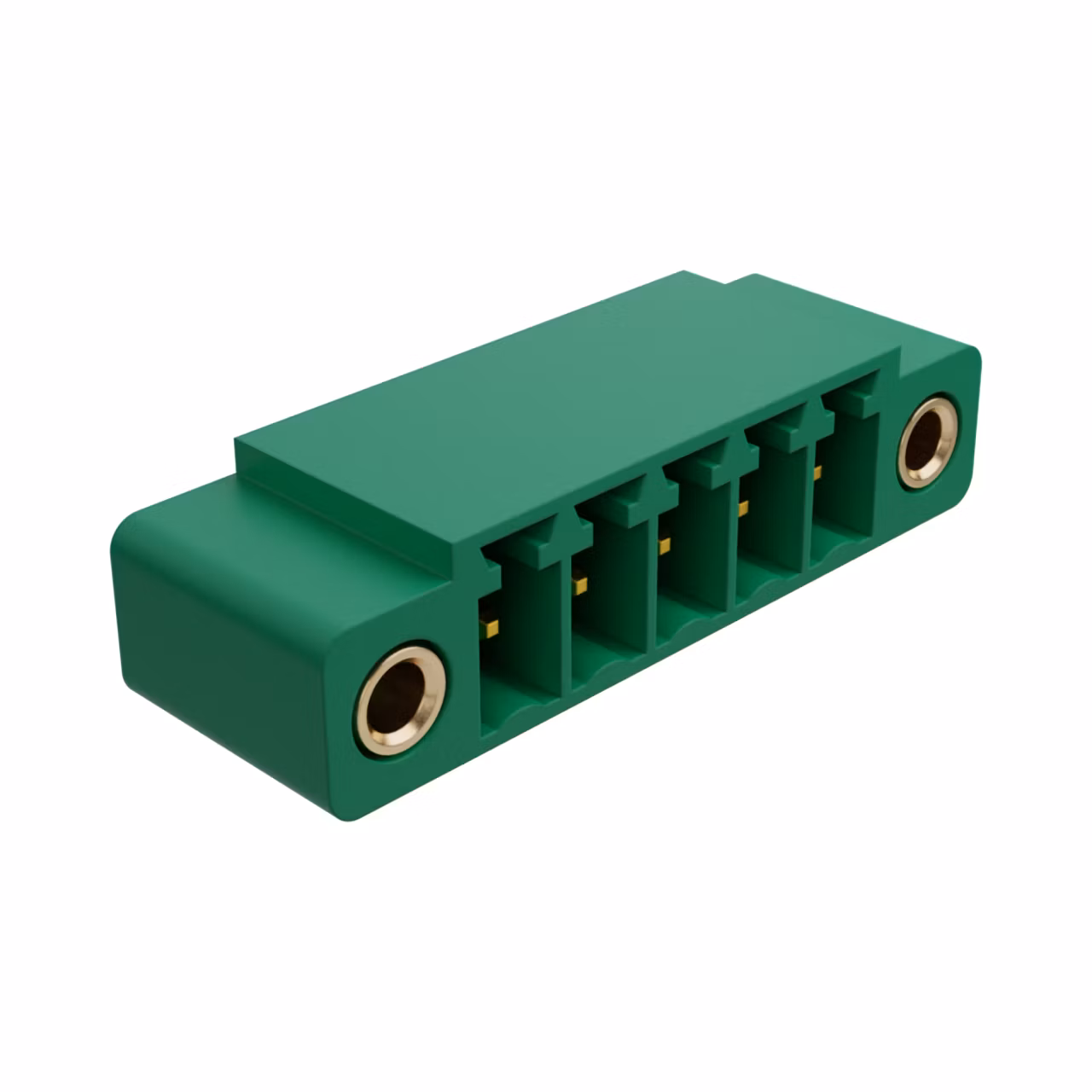 3.50mm Pitch Eurostyle Right-Angle PCB Header, with Threaded Retention Inserts, Green Housing, Gold (Au) Plated, 5 Circuits for sale