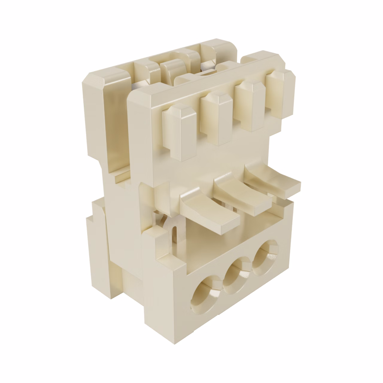 Appli-Mate RAST 2.5 Connector, 2.50mm Pitch, Female, 3 Circuits, No Position Keys Removed, Polarizing Rib Between 2/3, Locking Pips, 1 Closed and 1 Open Endwall, Gold Plating