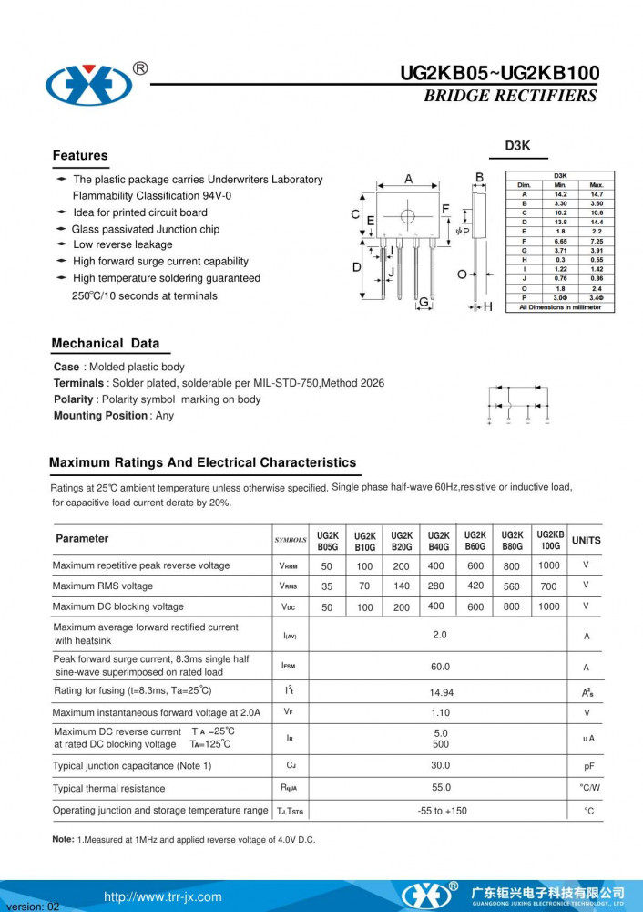 UG2KB100 datasheet page 1