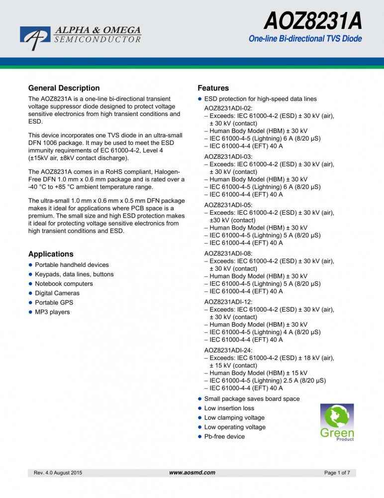 AOZ8231ADI-12 datasheet page 1
