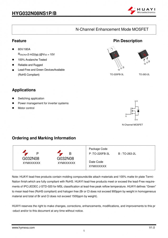 HYG032N08NS1P datasheet page 1