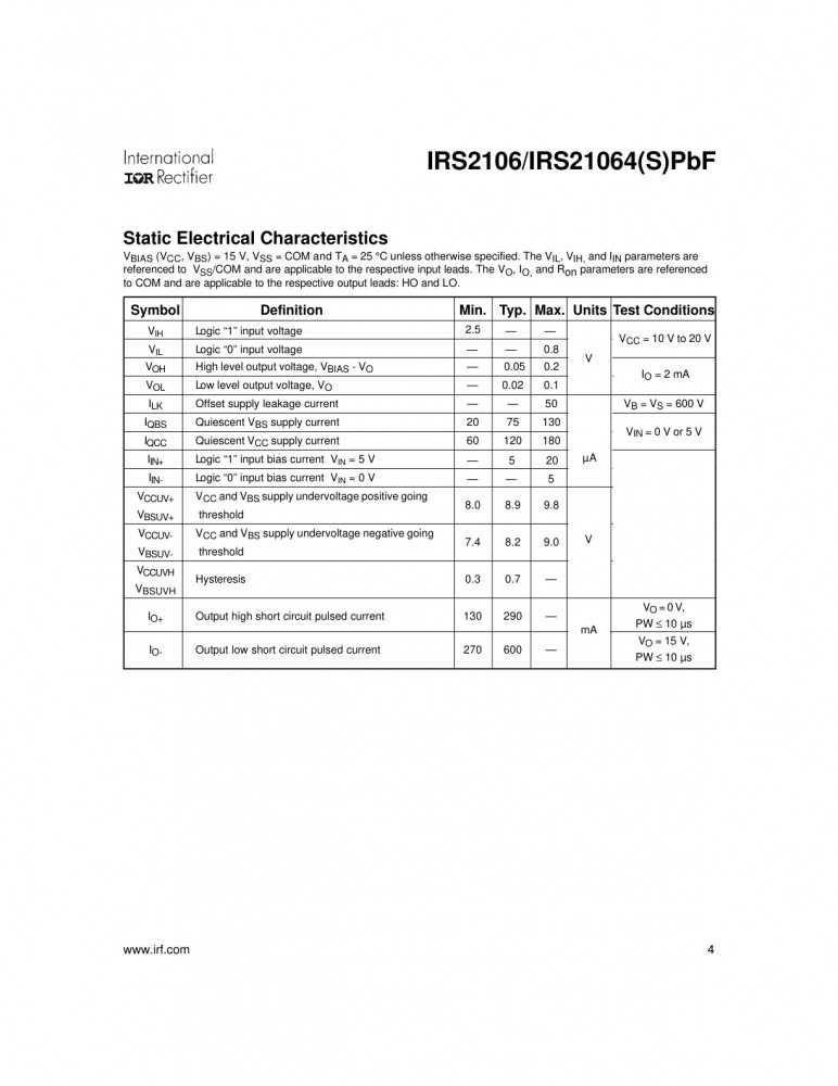 IRS21064 datasheet page 4