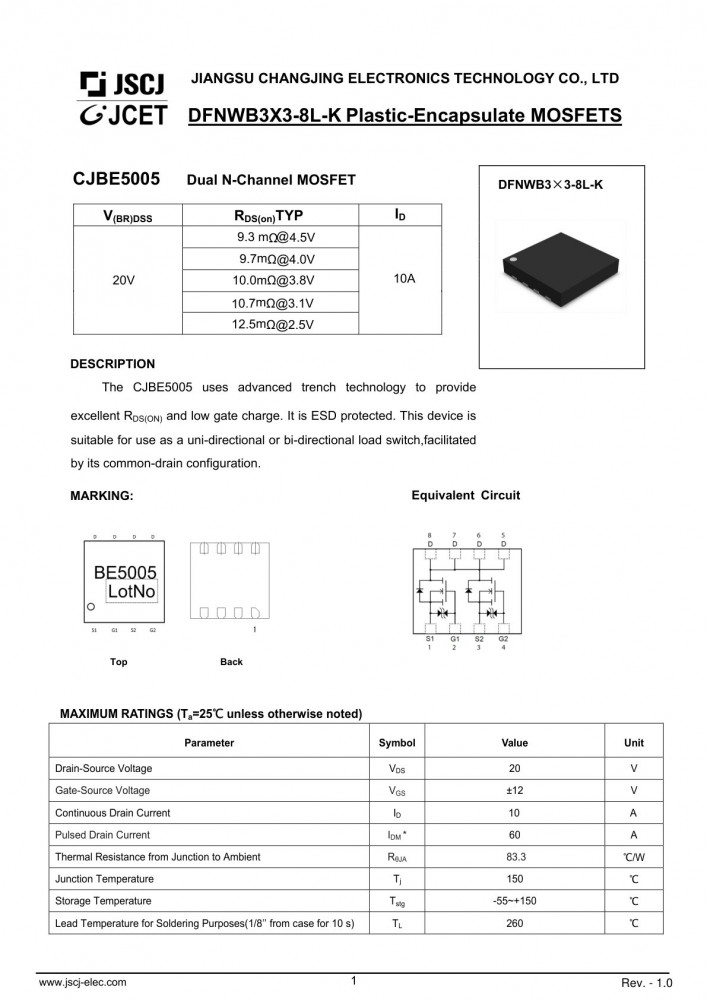 CJBE5005 datasheet page 1