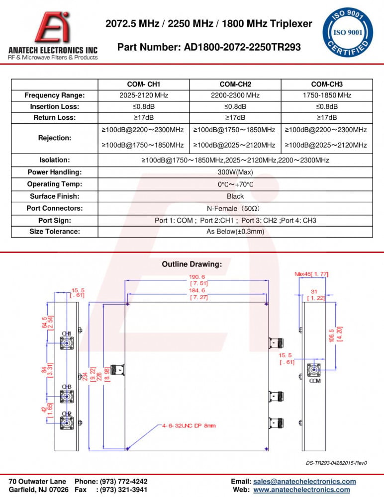 AD1800-2072-2250TR293 mechanical drawing