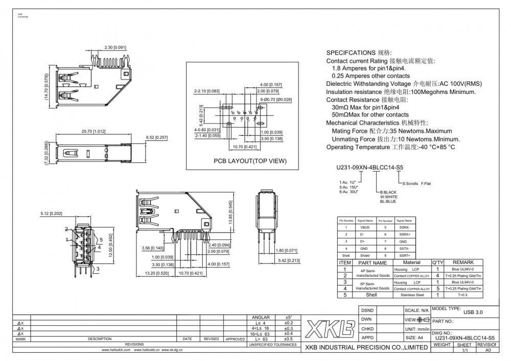 U231-091N-4BLCC14-S5 technical drawing page 1