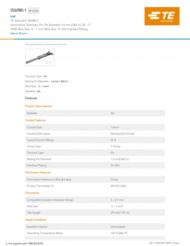 926980-1 technical drawing page 1