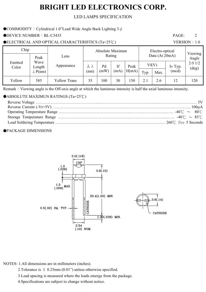 BL-C3435 datasheet page 1
