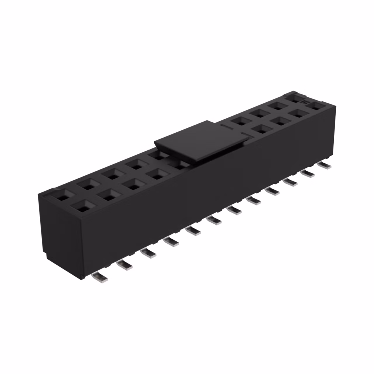 Milli-Grid Vertical Receptacle, 2.00mm Pitch, Dual Row, Surface Mount, Top/Bottom Entry, with Cap, Tube, 0.38µm Gold (Au) Plating, 36 Circuits, Lead-Free