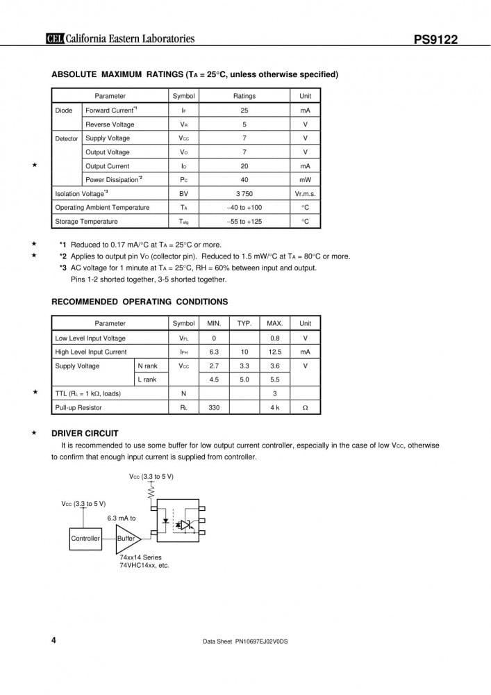 PS9122 datasheet page 4