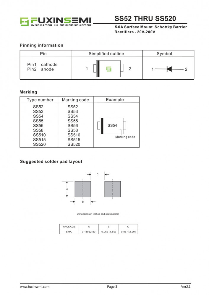 FUXINSEMI SS54 datasheet page 3