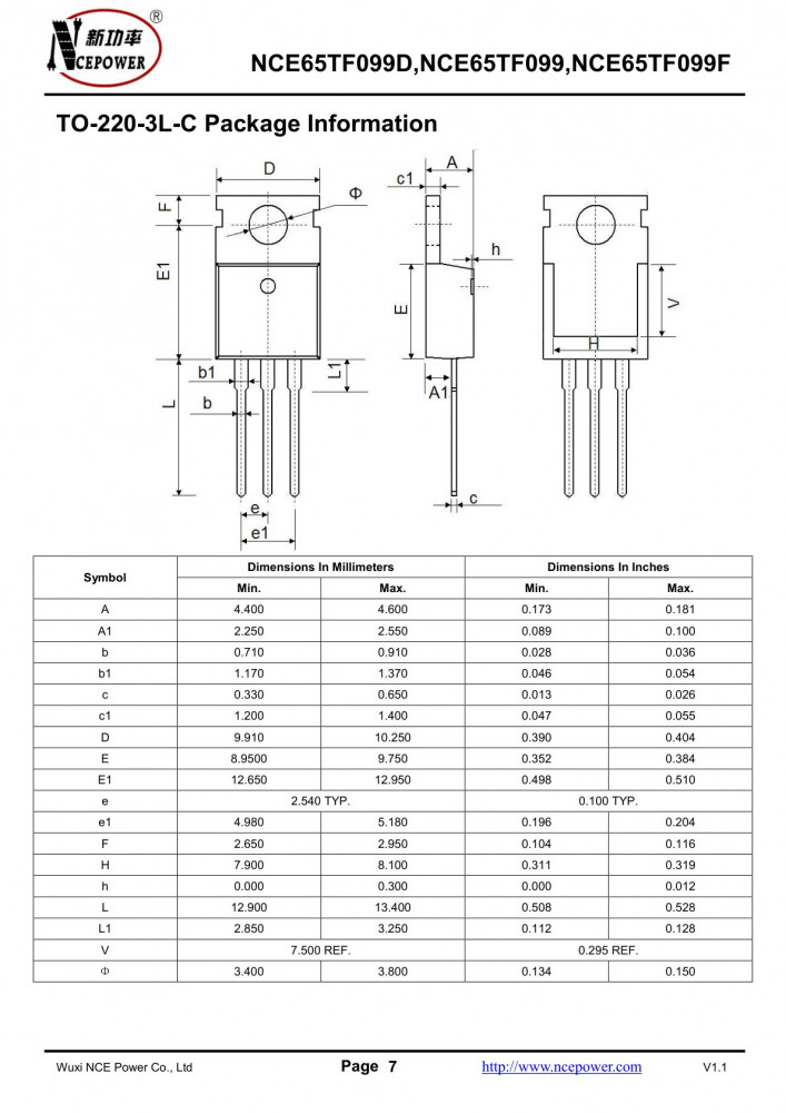 NCE65TF099F datasheet page 7