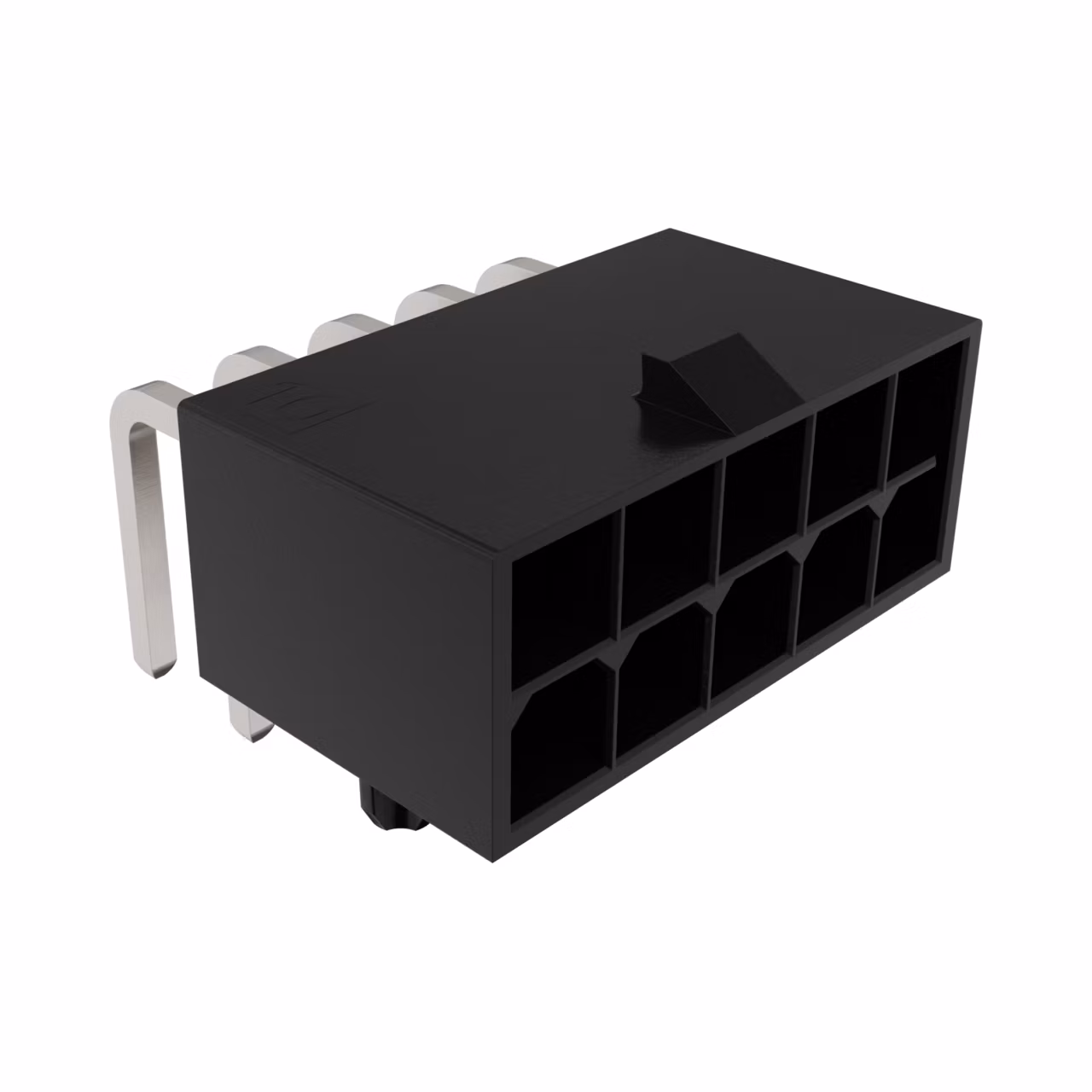 Mini-Fit Max Right-Angle Header, Dual Row, Through Hole, 10 Circuits, Matte Tin (Sn) Plating, Black, Glow-Wire Capable, Tray for sale