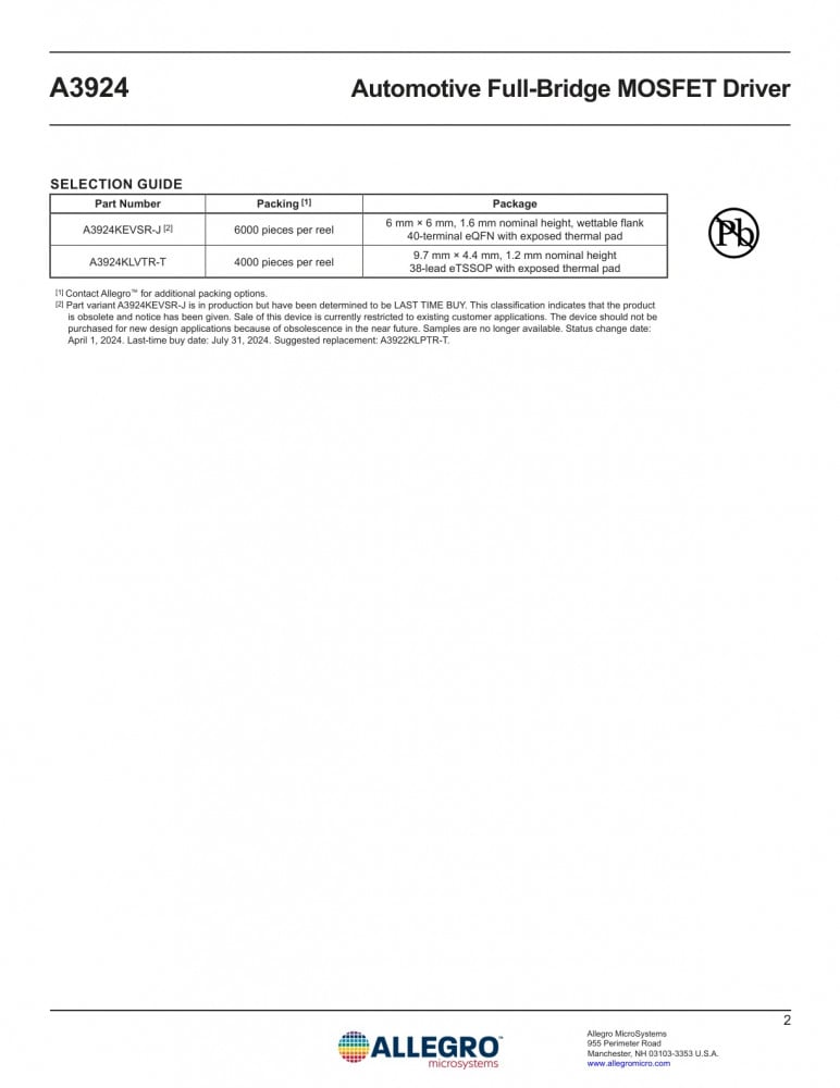 A3924 datasheet page 2