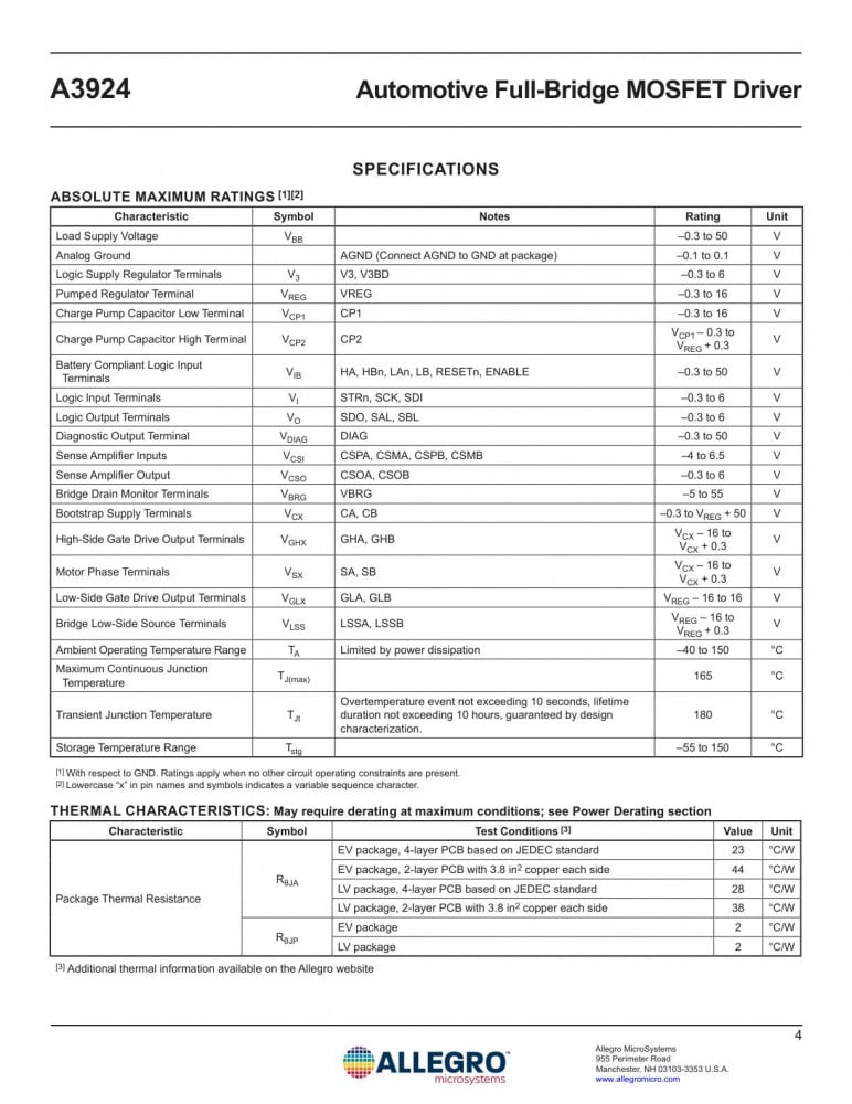 A3924 datasheet page 4