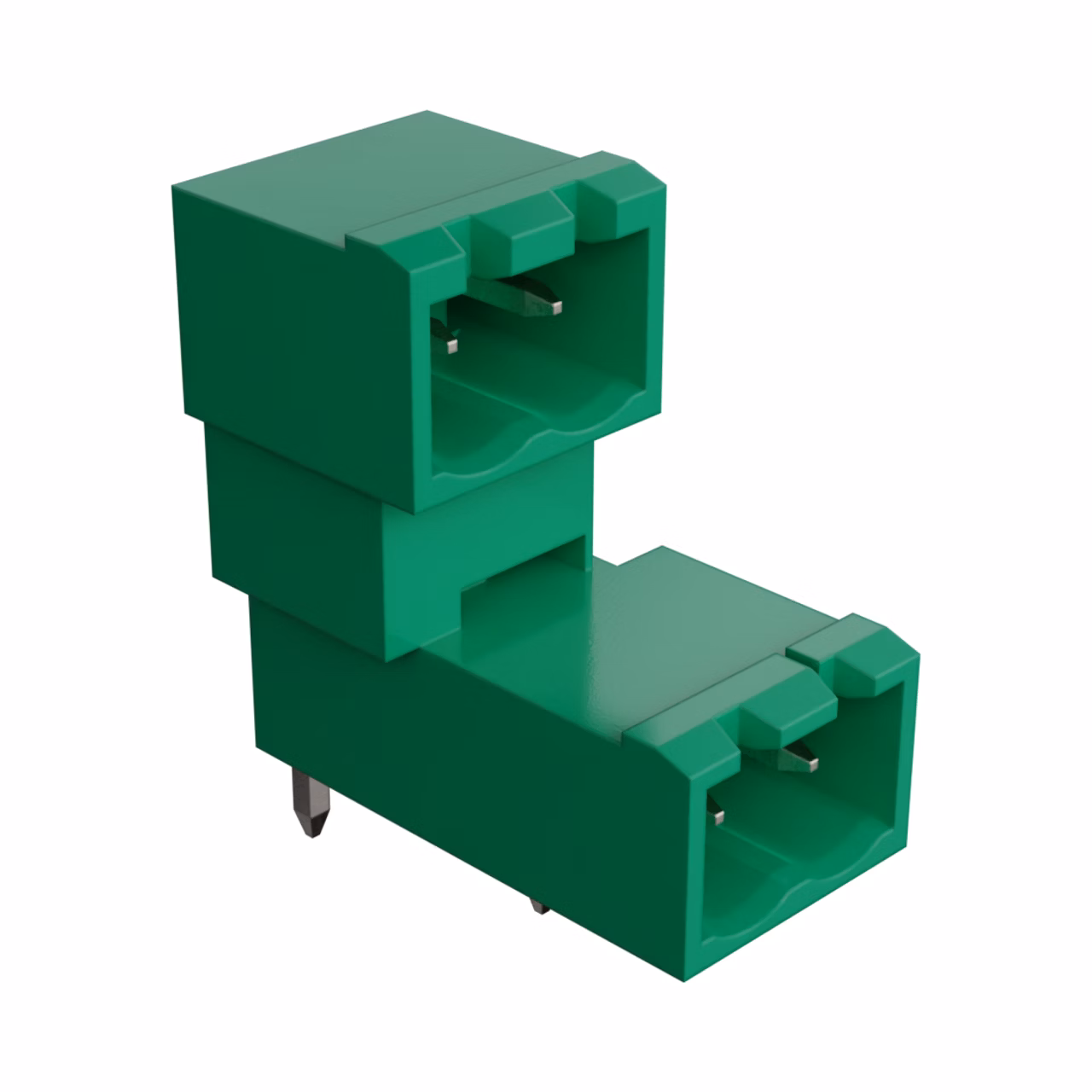 5.00mm Pitch Eurostyle Horizontal Dual Level PCB Header, Closed Ends, Green Housing, 4 Circuits for sale