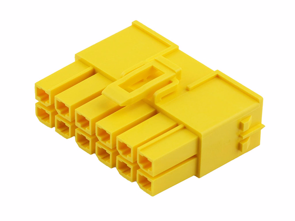 Mega-Fit ColorLock Tangless TPA-Capable Receptacle Housing, Dual Row, 8 Circuit, UL 94V-0, Glow-Wire Capable, Yellow for sale