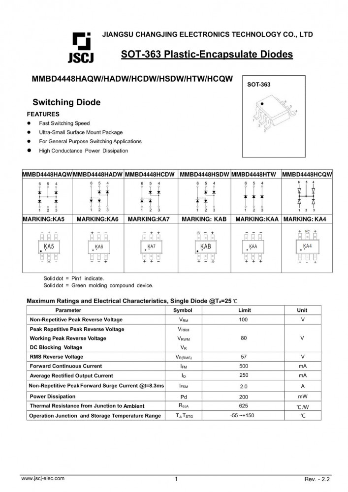 MMBD4448HCQW datasheet page 1
