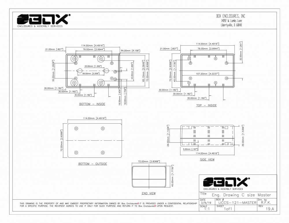 UCCS-121 enclosure engineering drawing preview