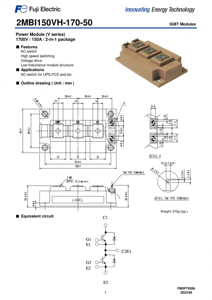 2MBI150VH-170-50 datasheet page 1