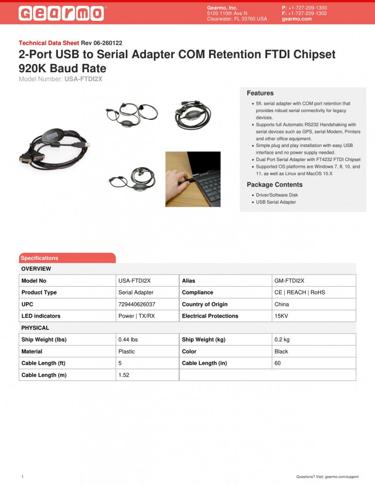 USA-FTDI2X technical document, page 1