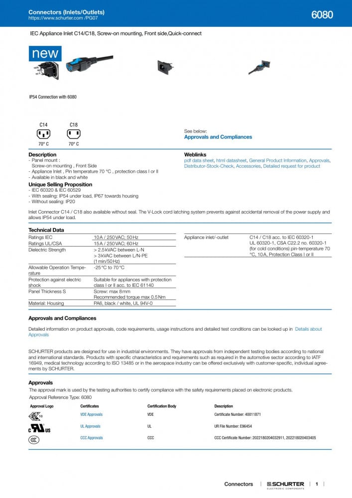 SCHURTER 3-137-754 datasheet page 1