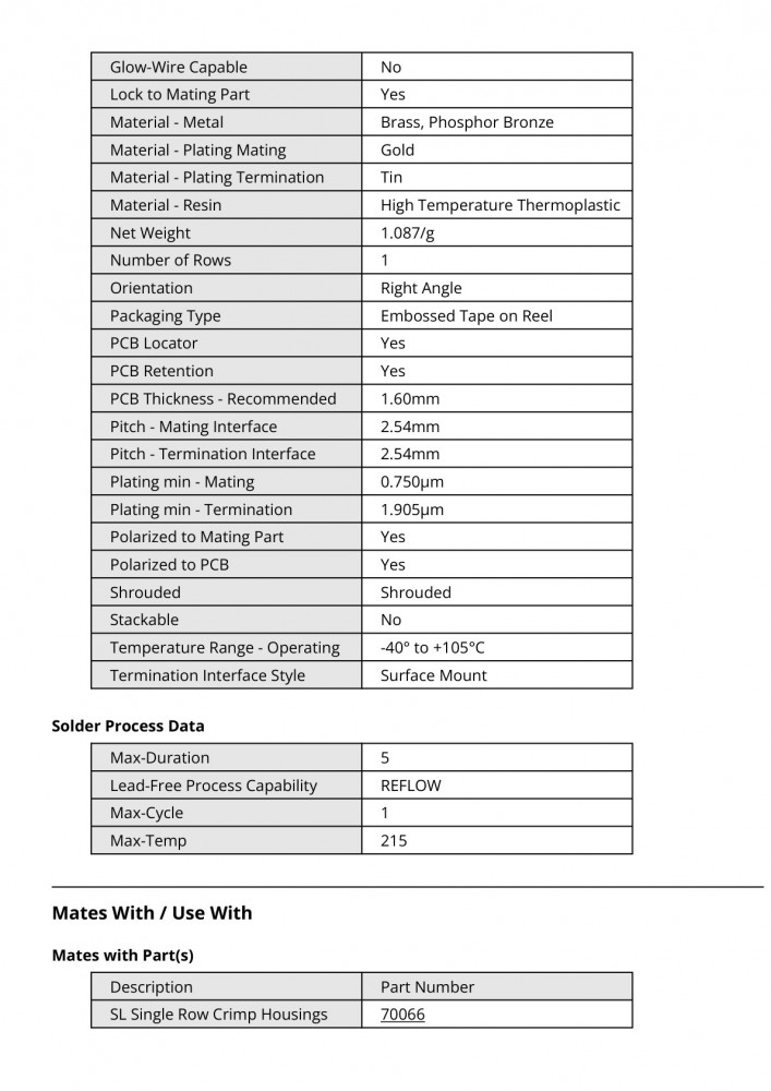 MOLEX SL product specification page 3