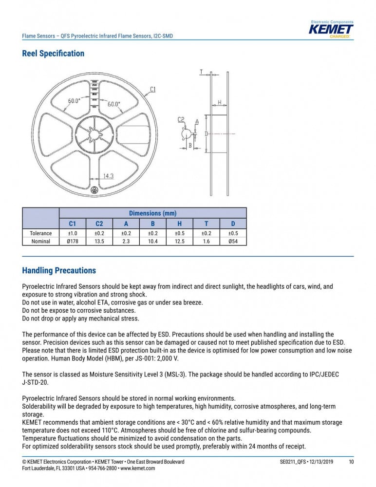 KEMET QFS flame sensor document page 10