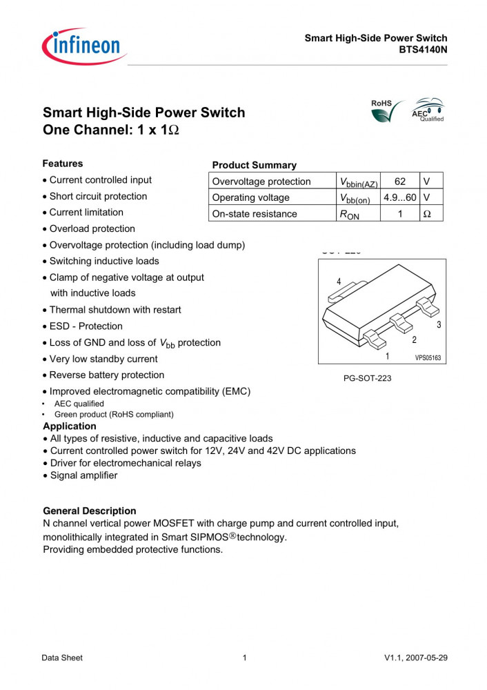 BTS4140N datasheet page 1