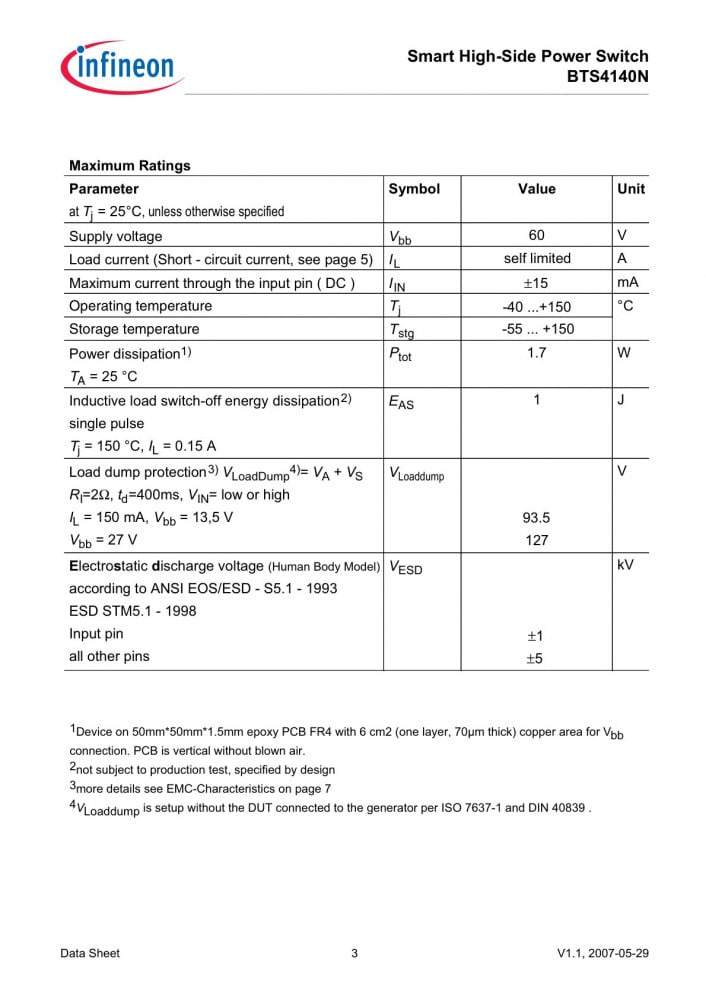 BTS4140N datasheet page 3