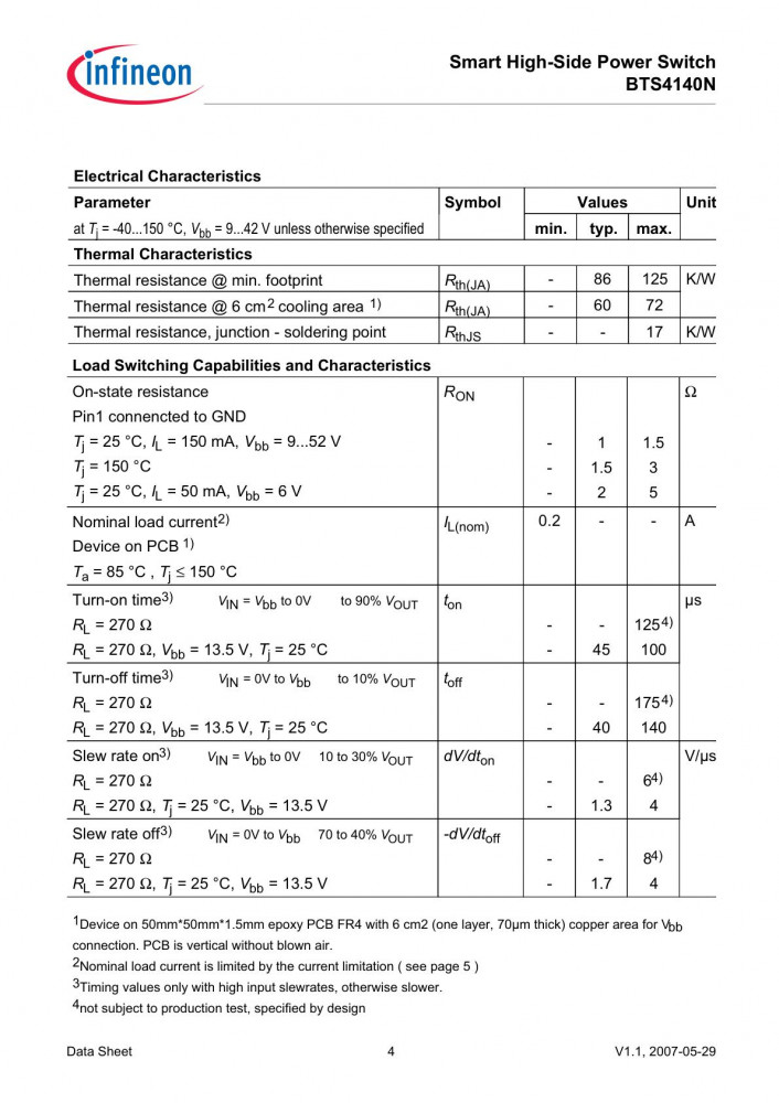 BTS4140N datasheet page 4