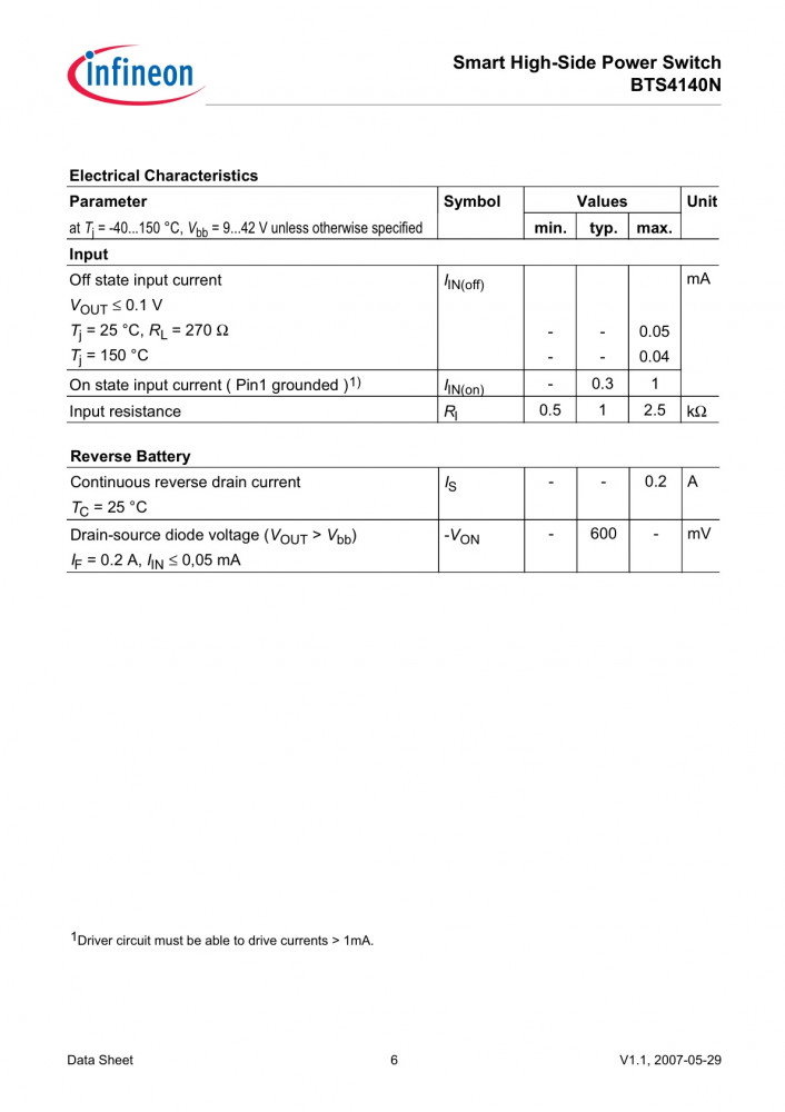 BTS4140N datasheet page 6