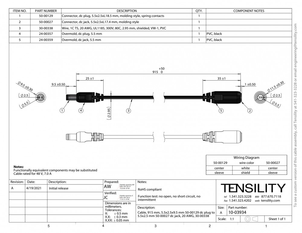 Technical drawing preview for Tensility International part 10-03934