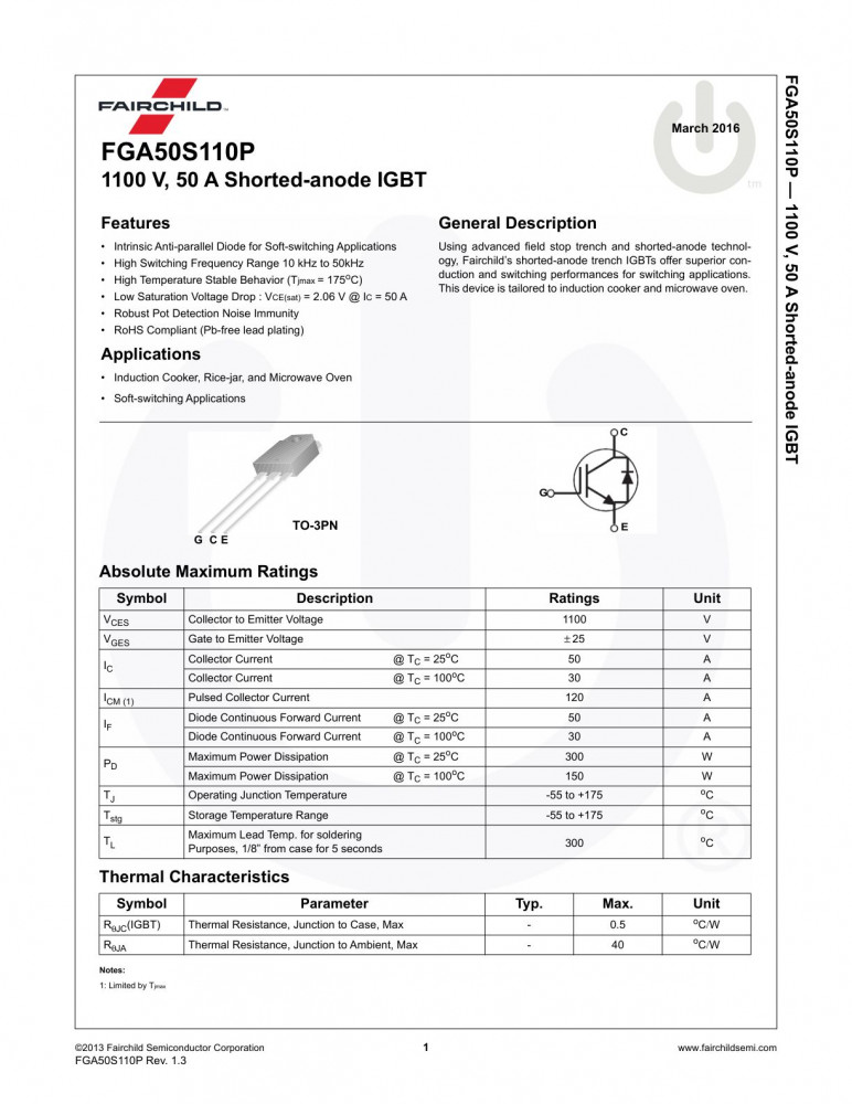 FGA50S110P datasheet page 2