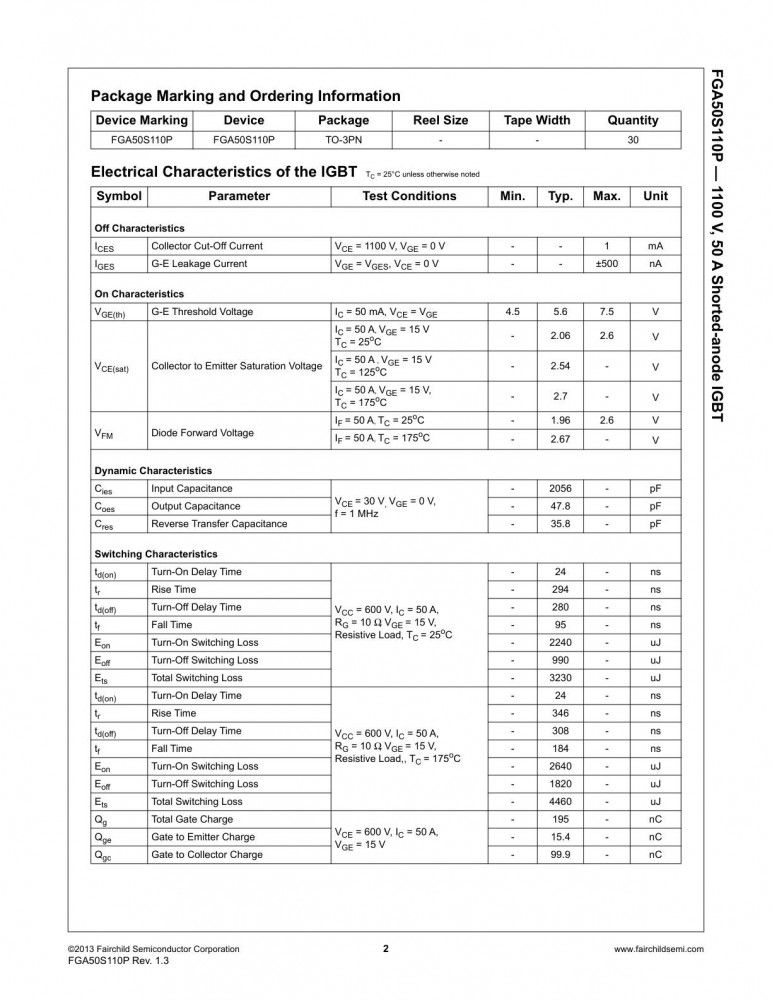 FGA50S110P datasheet page 3