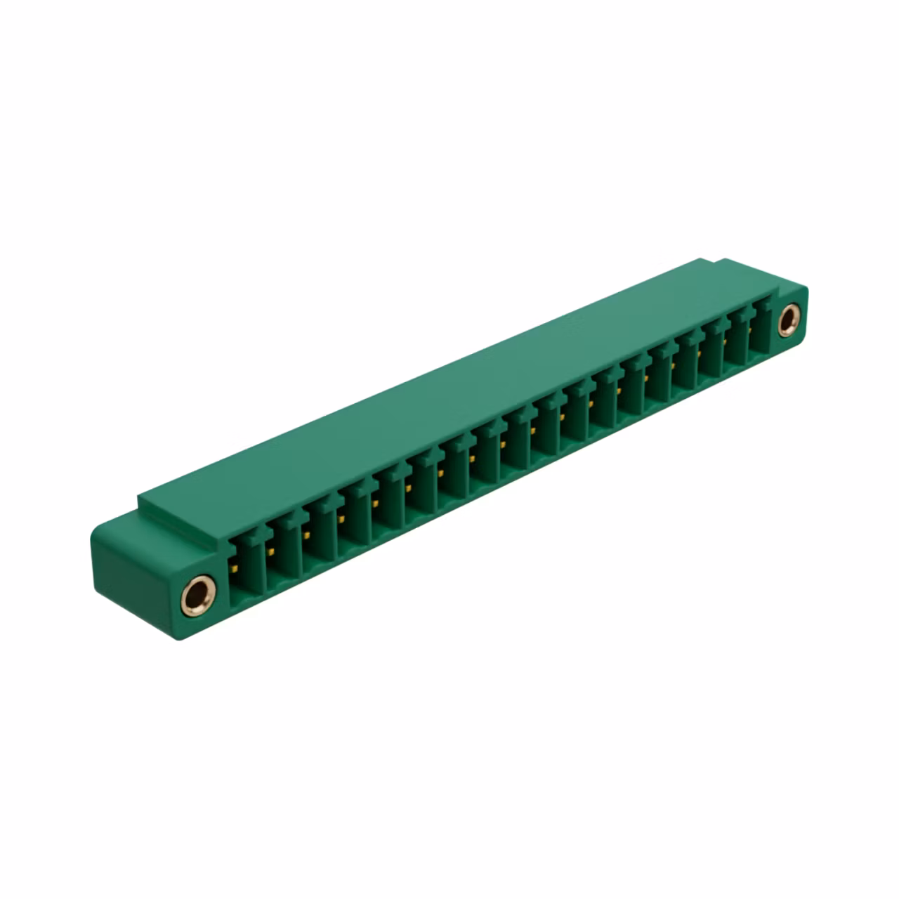 3.50mm Pitch Eurostyle Right-Angle PCB Header, with Threaded Retention Inserts, Green Housing, Gold (Au) Plated, 18 Circuits for sale