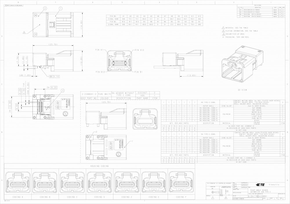 TE Connectivity 2398001-1 technical drawing page 1