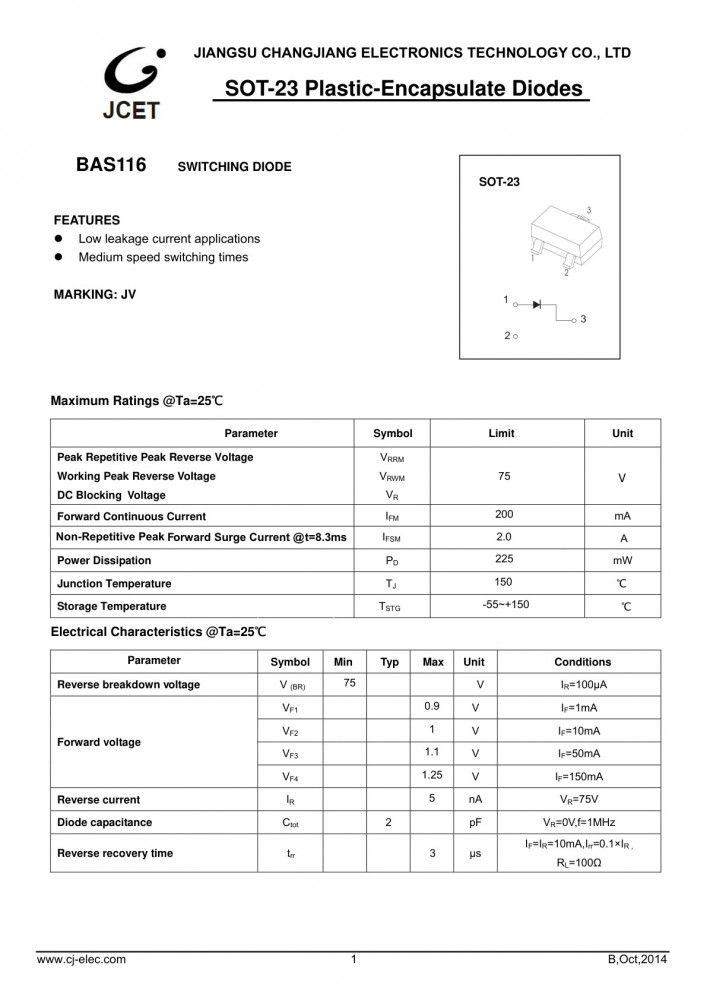 BAS116 datasheet page 1