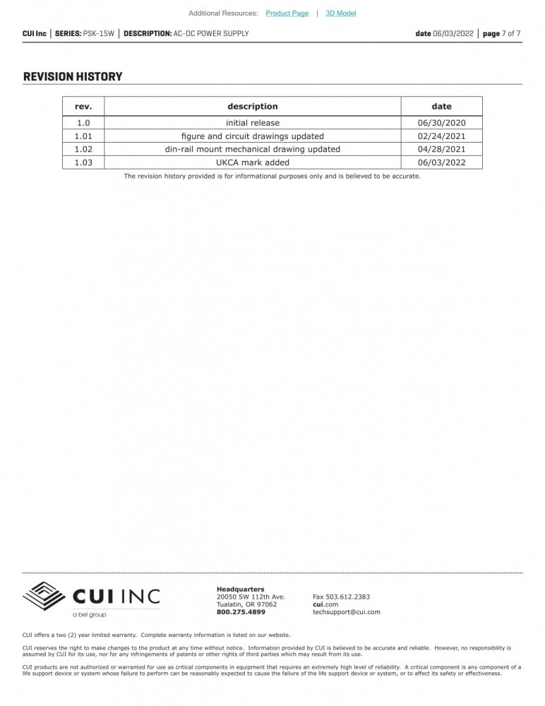 CUI PSK-15W series datasheet page 7