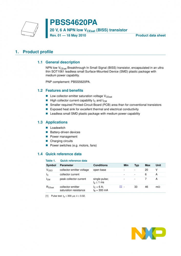 PBSS4620PA datasheet page 2