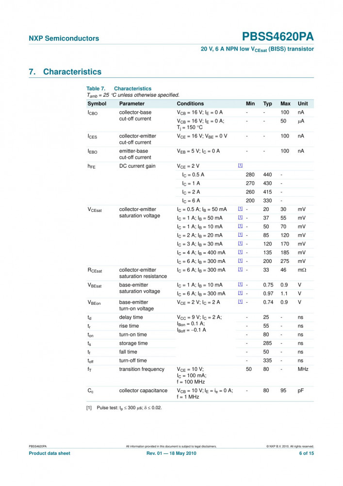 PBSS4620PA datasheet page 7