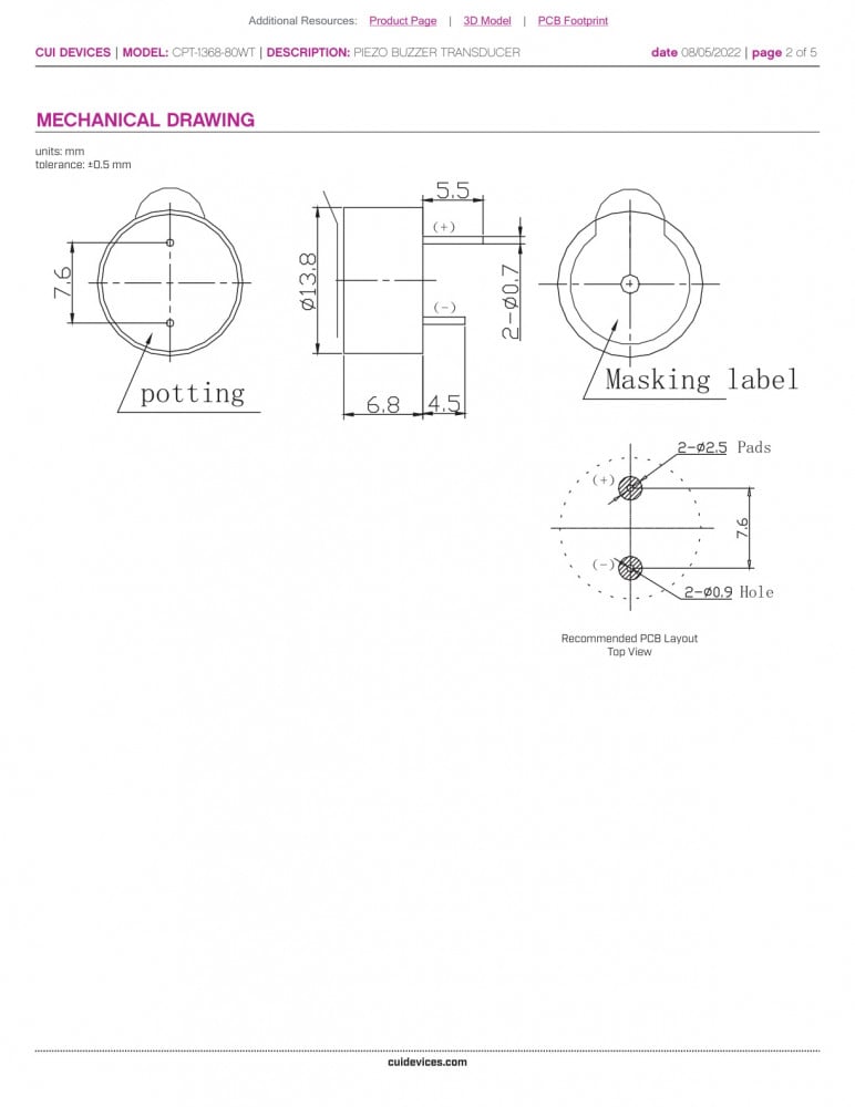 CPT-1368-80WT datasheet page 2