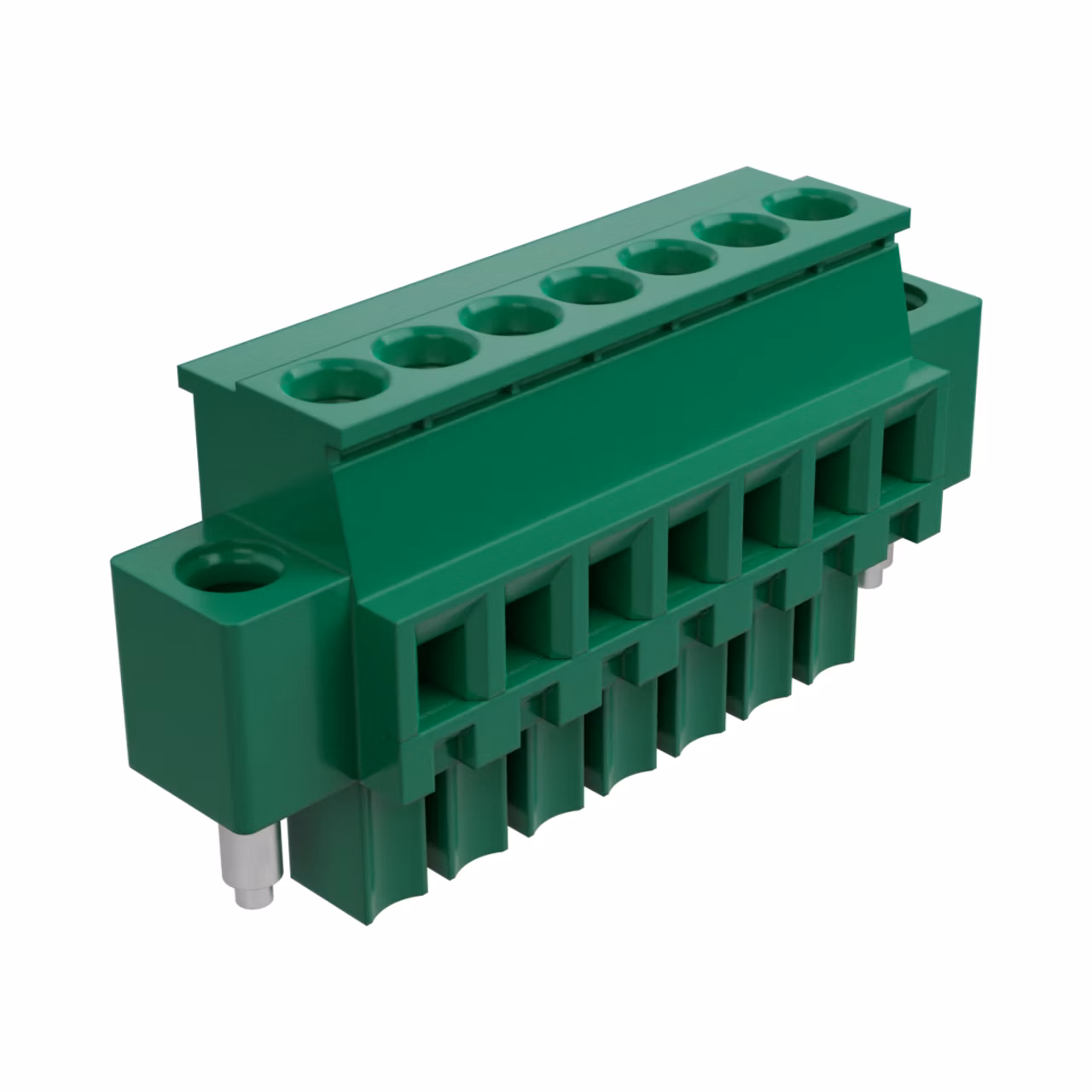 3.81mm Pitch Eurostyle Vertical Plug, with Retention Screws and Standard  Imprinting, Rear Wire Entry, Green Housing, Gold (Au) Plated, 7 Circuits for sale